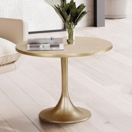 Couchtisch FineBuy Sofatisch Metall Gold &Oslash; 60 cm Tisch Wohnzimmertisch Rund