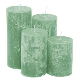 buttinette Rustikale Kerzen, mint, abgestuft, 4 St&uuml;ck