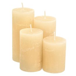 buttinette Rustikale Kerzen, creme, abgestuft, 4 St&uuml;ck
