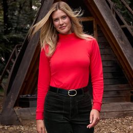 LANDS' END Stehkragen-Shirt in Petite-Gr&ouml;&szlig;e, Damen, size: petite, Rot, Baumwolle, by Lands' End