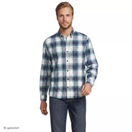 LANDS' END Flanellhemd Flagship Classic Fit, Herren, size: regular, Blau, Baumwolle, by Lands' End