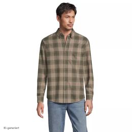 LANDS' END Flanellhemd Flagship Classic Fit, Herren, size: regular, Gr&uuml;n, Baumwolle, by Lands' End