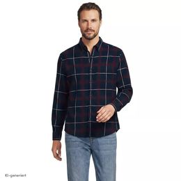 LANDS' END Flanellhemd Flagship Classic Fit, Herren, size: regular, Blau, Baumwolle, by Lands' End