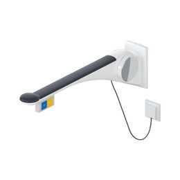 HEWI 802 LifeSystem St&uuml;tzklappgriff 802.50.45660GU 900 mm, wei&szlig; hochglanz/anthrazit matt, Sp&uuml;lausl&ouml;sung, Funktionstaste links