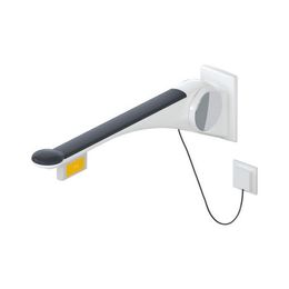 HEWI 802 LifeSystem St&uuml;tzklappgriff 802.50.47360GU 700 mm, wei&szlig; hochglanz/anthrazit matt, Funktionstaste rechts