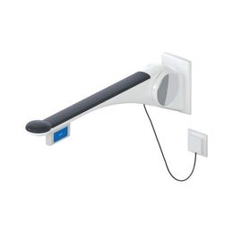 HEWI 802 LifeSystem St&uuml;tzklappgriff 802.50.44560GU 700 mm, wei&szlig; hochglanz/anthrazit matt, Sp&uuml;lausl&ouml;sung rechts
