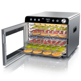 arendo D&ouml;rrautomat Edelstahl, Temperaturregler von 30&deg; bis 85&deg;C, D&ouml;rrger&auml;t, Dehydrator, 700 W, 8 Etagen, Obst, Fisch, Fleisch D&ouml;rrapparat