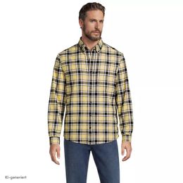 LANDS' END Flanellhemd Flagship Classic Fit, Herren, size: regular, Gelb, Baumwolle, by Lands' End