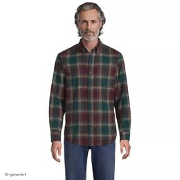 LANDS' END Flanellhemd Flagship Classic Fit in Tall-Gr&ouml;&szlig;e, Herren, size: tall, Gr&uuml;n, Baumwolle, by Lands' End