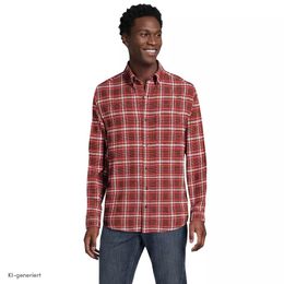 LANDS' END Flanellhemd Flagship Classic Fit, Herren, size: regular, Rot, Baumwolle, by Lands' End