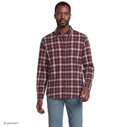 LANDS' END Flanellhemd Flagship Classic Fit, Herren, size: regular, Rot, Baumwolle, by Lands' End