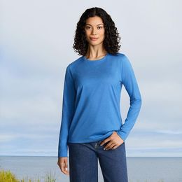 LANDS' END Supima-Shirt, Langarm, Damen, size: regular, Blau, Baumwolle, by Lands' End