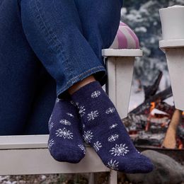 LANDS' END Flauschige Weihnachtssocken f&uuml;r Damen, Damen, size: regular, Blau, by Lands' End