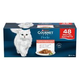 GOURMET PERLE Nassfutter Katze, Adult, Erlesene Streifen 48x85g