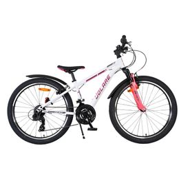 Volare Kinderfahrrad XC Race 24 Zoll Kinderrad in Wei&szlig;/Rosa, 21 G&auml;nge