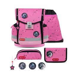 Belmil Rucksack Classy Plus ergonomisches Schulranzen-Set 5-teilig Pink Black