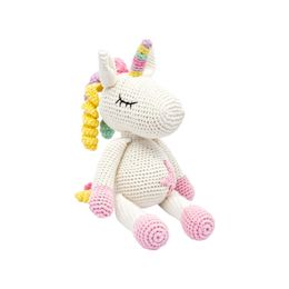 miniHeld Handgestricktes Einhorn "Gl&uuml;cksbringer" Spielzeug aus Baumwolle 28cm