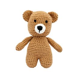 miniHeld Handgestrickter B&auml;r geh&auml;kelt aus Baumwolle Spielzeug 15 cm