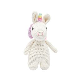 miniHeld Handgestricktes Einhorn geh&auml;kelt aus Baumwolle Spielzeug 16 cm