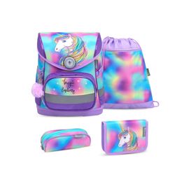 Belmil Compact ergonomisches Schulranzen-Set 4-teilig "Rainbow Color" mit Brustgurt, Magnetverschluss
