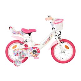 Volare Kinderfahrrad Unicorn f&uuml;r M&auml;dchen 14 Zoll Kinderrad in Wei&szlig;, Zwei Handbremsen