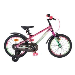 Volare Kinderfahrrad Chrome f&uuml;r M&auml;dchen 16 Zoll Kinderrad in Rosa Gr&uuml;n