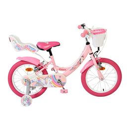Volare Kinderfahrrad Unicorn f&uuml;r M&auml;dchen 16 Zoll Kinderrad in Rosa, Zwei Handbremsen