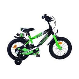 Volare Kinderfahrrad Sportivo f&uuml;r Jungen 14 Zoll Kinderrad in Gr&uuml;n Schwarz, Zwei Handbremsen