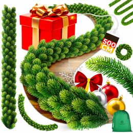 Kesser&reg; Weihnachtsgirlande Naturgetreues Tannengr&uuml;n - wie echt - IP 44 Outdoor & Indoor Girlande - Treppen, T&uuml;r, Balkon, Weihnachtsdeko + Tasche - Dunkelgr&uuml;n