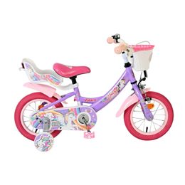 Volare Kinderfahrrad Unicorn f&uuml;r M&auml;dchen 12 Zoll Kinderrad in Lila