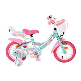 Volare Kinderfahrrad Unicorn f&uuml;r M&auml;dchen 12 Zoll Kinderrad in Gr&uuml;n, Zwei Handbremsen