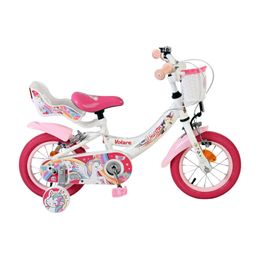 Volare Kinderfahrrad Unicorn f&uuml;r M&auml;dchen 12 Zoll Kinderrad in Wei&szlig;, Zwei Handbremsen