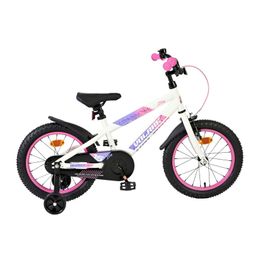 Volare Kinderfahrrad Lily f&uuml;r M&auml;dchen 16 Zoll Kinderrad in Wei&szlig; Rosa Lila