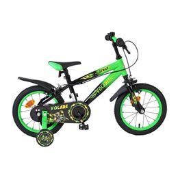 Volare Kinderfahrrad Strike f&uuml;r Jungen 14 Zoll Kinderrad in Schwarz Gr&uuml;n, Zwei Handbremsen