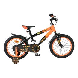 Volare Kinderfahrrad Strike f&uuml;r Jungen 16 Zoll Kinderrad in Schwarz-Orange, Zwei Handbremsen