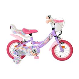 Volare Kinderfahrrad Unicorn f&uuml;r M&auml;dchen 12 Zoll Kinderrad in Lila, Zwei Handbremsen