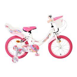 Volare Kinderfahrrad Unicorn f&uuml;r M&auml;dchen 16 Zoll Kinderrad in Wei&szlig;, Zwei Handbremsen