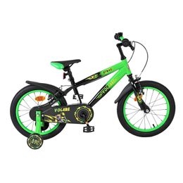 Volare Kinderfahrrad Strike f&uuml;r Jungen 16 Zoll Kinderrad in Schwarz/Gr&uuml;n, Zwei Handbremsen
