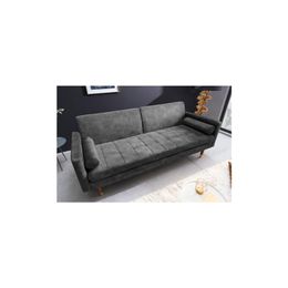 riess-ambiente Schlafsofa COUTURE - 196cm grau Microvelours 3-Sitzer Couch Bettfunktion ink. Kissen