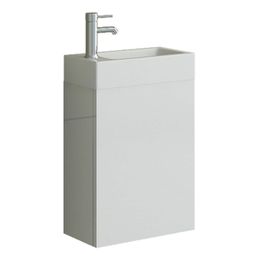 Jet-Line AARAU Badset G&auml;ste WC Badmoebel weiss Hochglanz Waschbecken schmal SMC klein Waschtisch Unterschrank