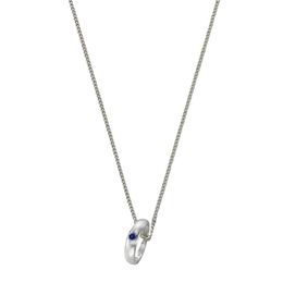 ZEEme for Kids Halskette 925 Silber Taufring mit Safir blau