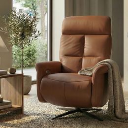 Relaxsessel MCW-L10, TV-Sessel Liegesessel, Liegefunktion drehbar, elektrisch verstellbar ~ braun