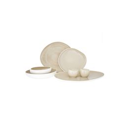 Wave Cream 27-teiliges Tafelservice Set f&uuml;r 6 Personen - Kombiservice aus hochwertigem Porzellan