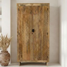 FineBuy Schrank Mango Massivholz 180cm Massivholzschrank Kleiderschrank Mehrzweckschrank
