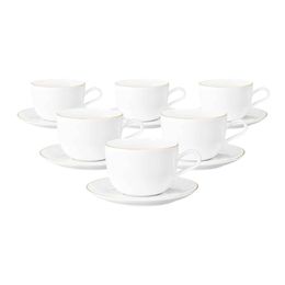 Seltmann Weiden Milchkaffeetassen mit Untertassen Liberty Goldrand 380 ml 6er Set