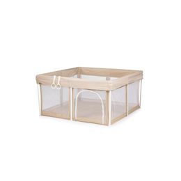 Chipolino Laufstall Vibe 120 x 120 cm klappbar Rei&szlig;verschluss Eingang Bel&uuml;ftung beige