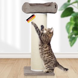 Rohrschneider XXL Kratzbaum FRIEDA &ndash; Kratztonne XXL austauschbare Kratzmatten stabil extra breite S&auml;ule Cord-Bezug waschbar Kratzbaum f&uuml;r gro&szlig;e, mittlere und kleine Katzen Cord