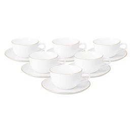 Seltmann Weiden Teetassen mit Untertassen Liberty Goldrand 280 ml 6er Set