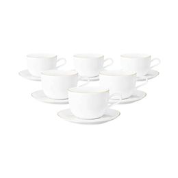 Seltmann Weiden Kaffeetassen mit Untertassen Liberty Goldrand 260 ml 6er Set
