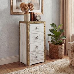 MCW Kommode Ambato, Schubladenkommode Schrank, 4 Schubladen 70x33x26cm Shabby-Look Vintage ~ wei&szlig;